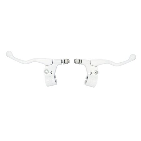 Levier frein court avec cocotte alu blanc (la paire) | MAXISCOOT