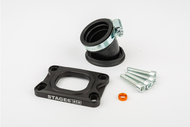 Intake Manifold Stage6 360° AM6 / Derbi black for PWK 19 - 28mm | MAXISCOOT